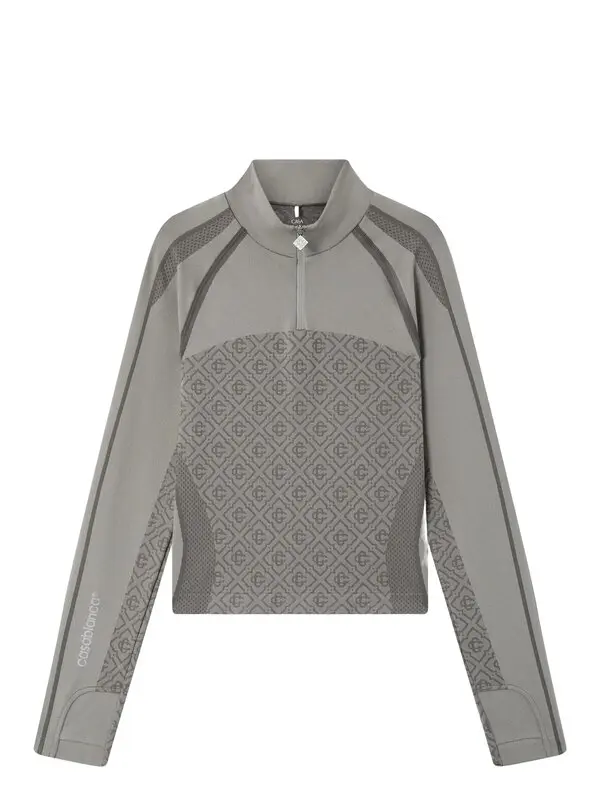Casablanca Light Grey Seamless Monogram Long Sleeve Top - Multicolor