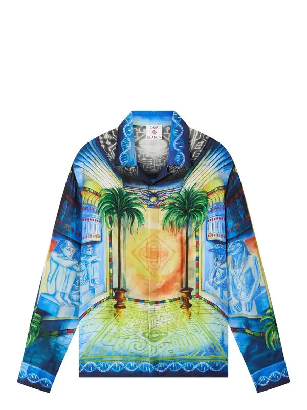 Casablanca Geometrie Sacree Long Sleeve Silk Twill Shirt - Multicolor