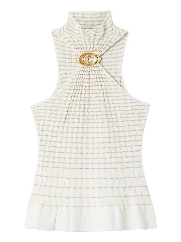Casablanca Pleated Mosaic Top - White
