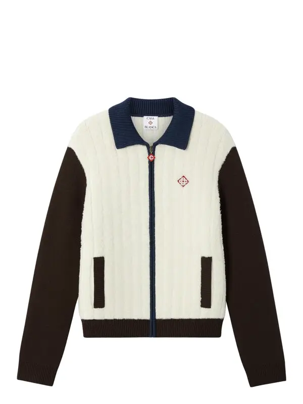 Casablanca Café Culture Wool Fleece Track Jacket - White