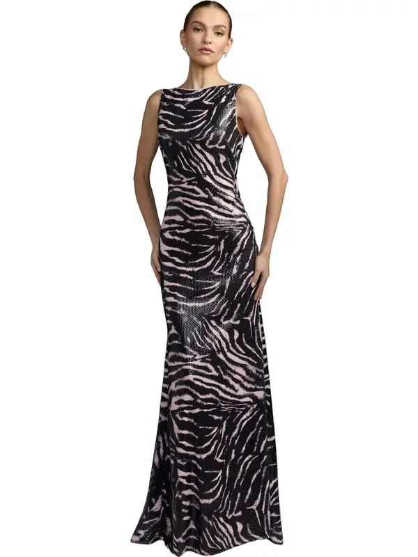 Mac Duggal Sequin Gown - Tiger Multi