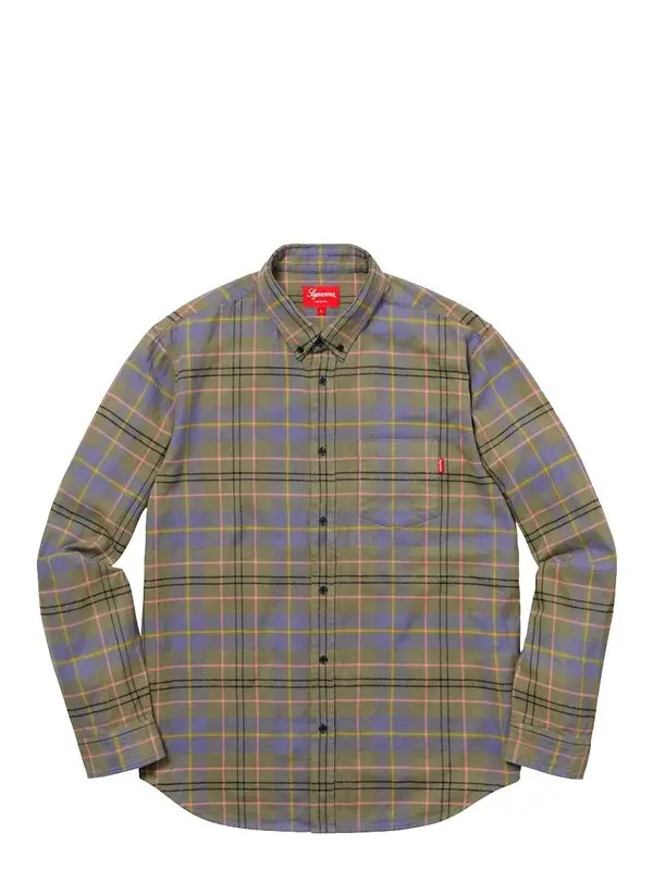 Supreme Tartan Flannel Shirt - Light Olive