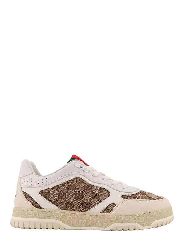 Gucci Leather And Suede Low-top Re-web Sneakers With Gg Supreme Fabric Inserts - Multicolor