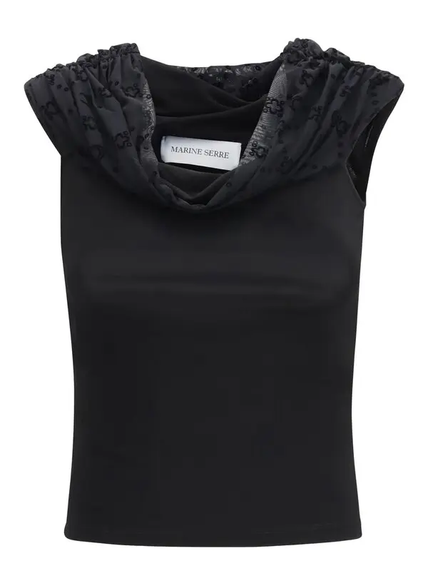 MARINE SERRE Off Shoulder Top - Black
