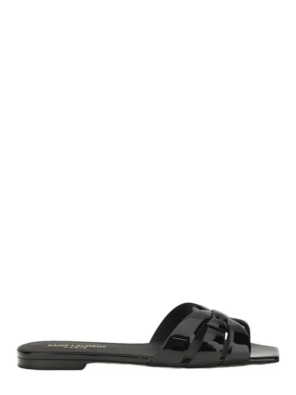 Saint Laurent Tribute Patent Leather Sandals - Black