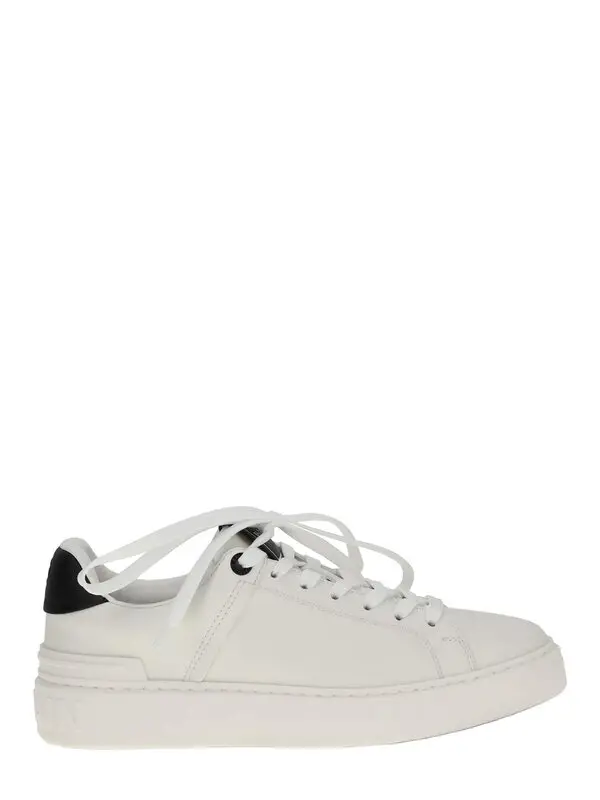 Balmain B-court Sneakers In Calfskin Leather - Black
