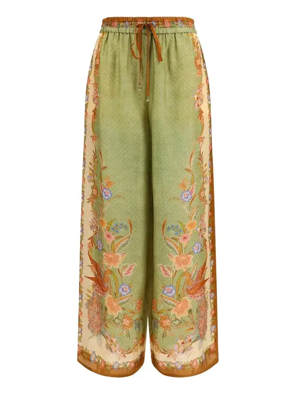 Zimmermann Indra Silk Habotai Wide-leg Pants - Multicolor