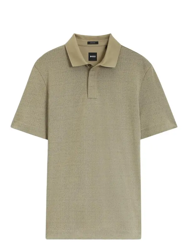 BOSS Cotton Polo Shirt With Two-tone Jacquard - Khaki