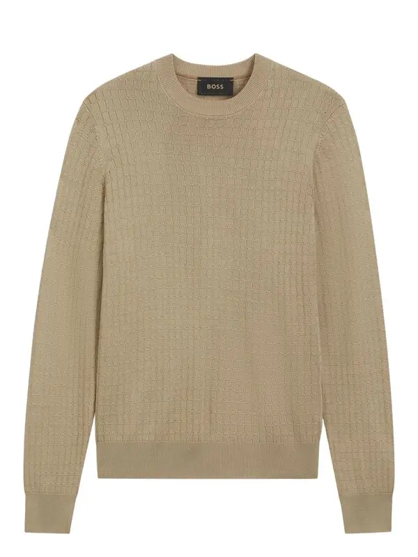 BOSS Silk-knit Sweater With Seasonal Pattern - Light Beige