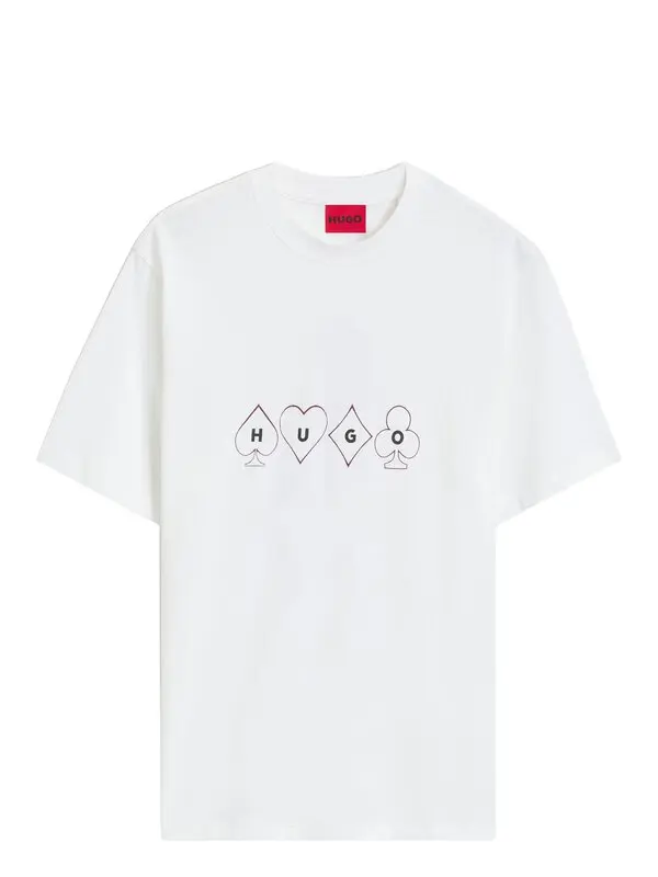 Hugo Cotton-jersey T-shirt With Printed Artwork - White