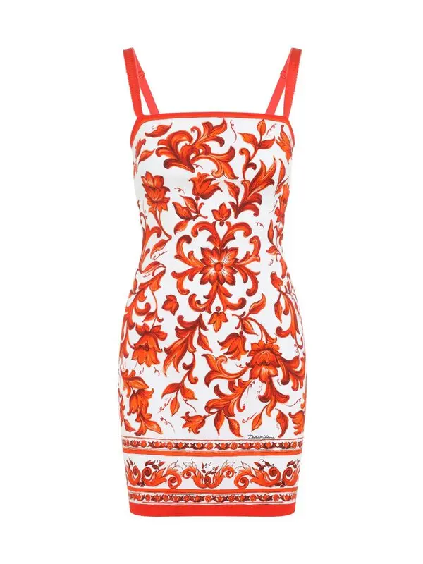 Dolce & Gabbana Maiolica Print Charmeuse Mini Dress - Multicolor