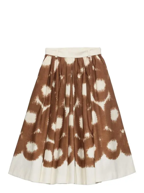 Prada Printed Cotton Skirt - Brown