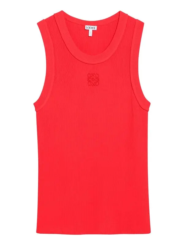 Loewe Anagram Ribbed Stretch Viscose Tank Top - Red