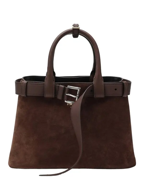 Prada Buckle Bag Medium Colour In Suede - Brown
