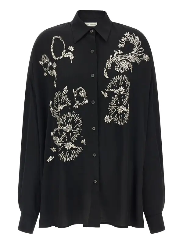 Dries Van Noten Casia Embellished Oversized Shirt - Black