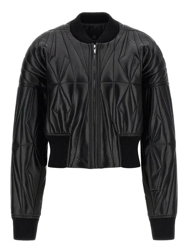 Rick Owens Leather Bomber Jacket - Black
