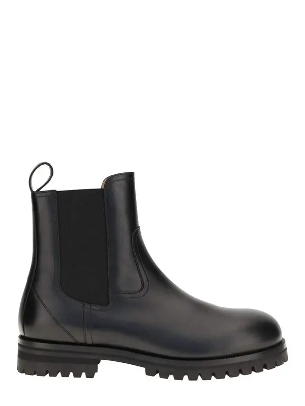 Loro Piana Kent Leather Ankle Boots - Black