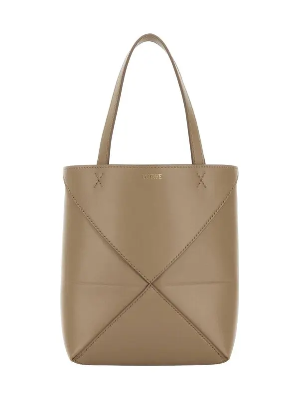 Loewe Beige Leather Mini Puzzle Fold Handbag - Brown
