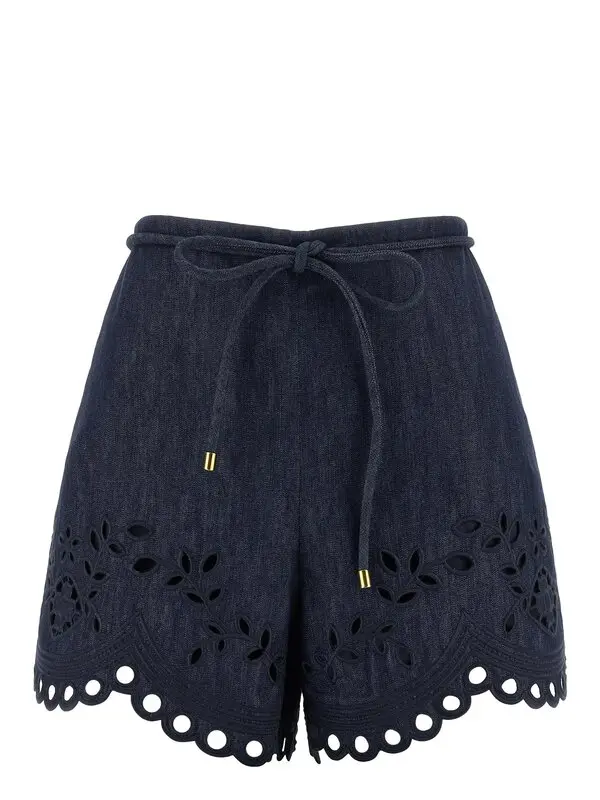 Zimmermann Mahon Cotton Denim Shorts - Blue