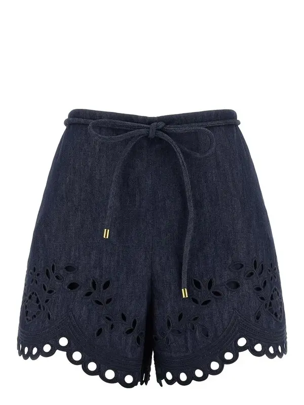 Zimmermann Mahon Cotton Denim Shorts - Blue