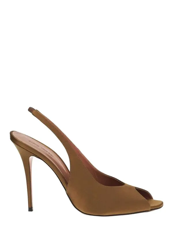 Amina Muaddi Kristina Slingback Sandals - Brown