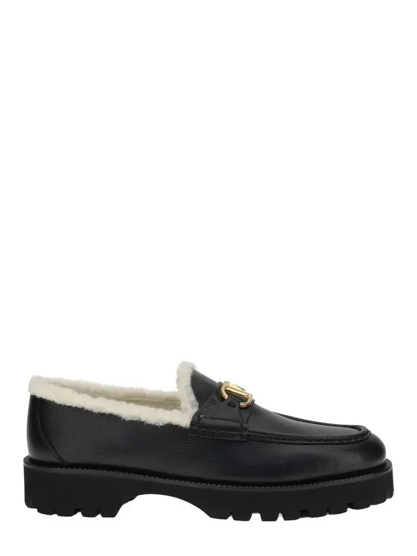Valentino Garavani Vlogo Fur Loafers - Black