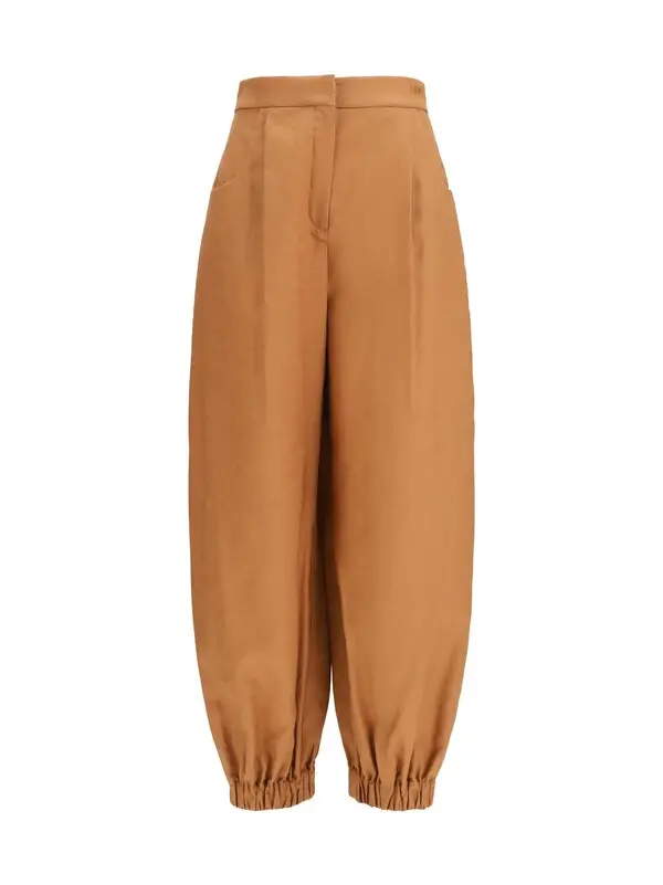 Fendi Cotton And Linen Balloon Pants - Brown