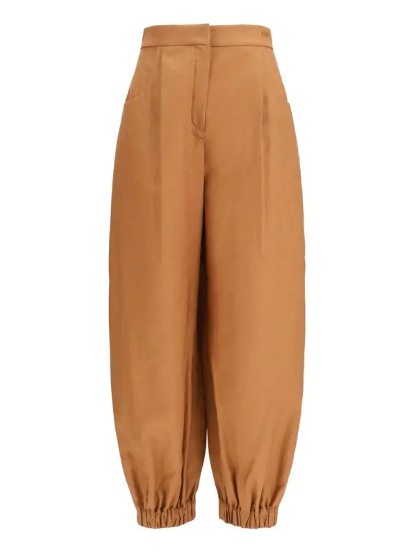 Fendi Cotton And Linen Balloon Pants - Brown