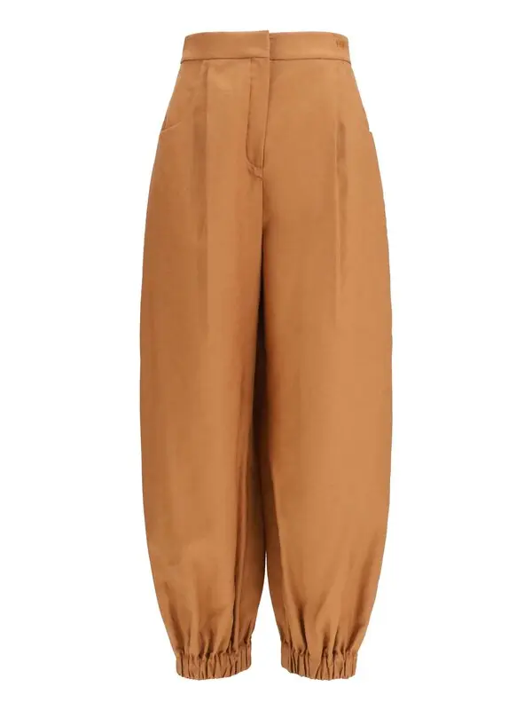 Fendi Cotton And Linen Balloon Pants - Brown