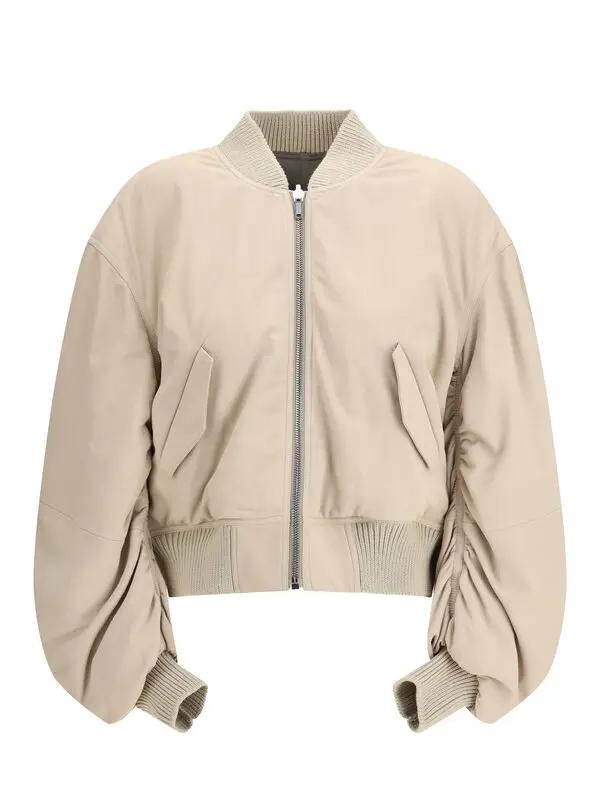 Rick Owens Secchia Flight Bomber In Lamb Leather - Cream