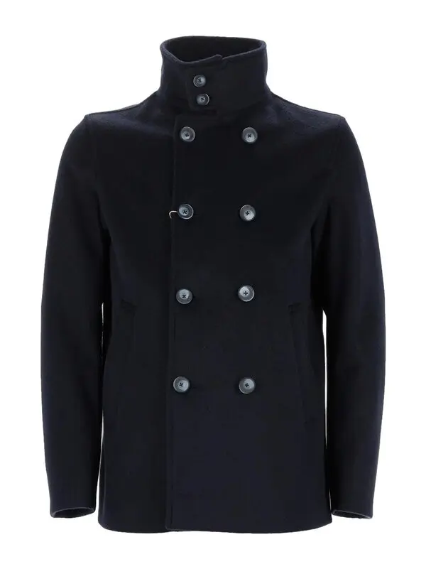 Herno Double-breasted High-neck Coat - Blue