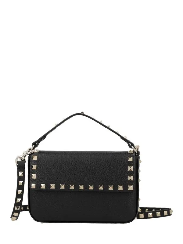 Valentino Garavani Pouch Rockstud In Vitello Granato - Black