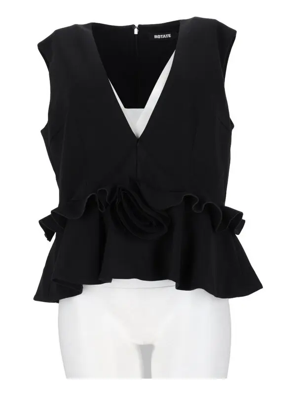 ROTATE BY BIRGER CHRISTENSEN Sleeveless Peplum Top - Black