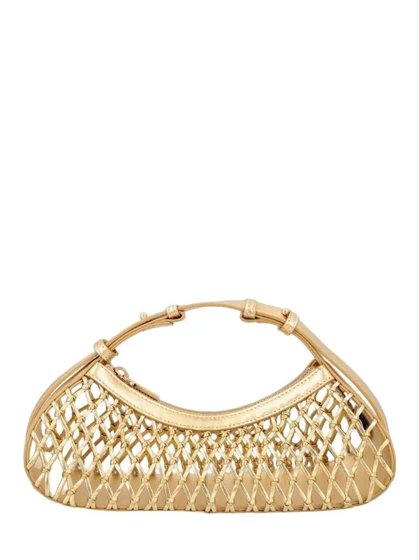 Cult Gaia Woven Leather Shoulder Bag - Silver