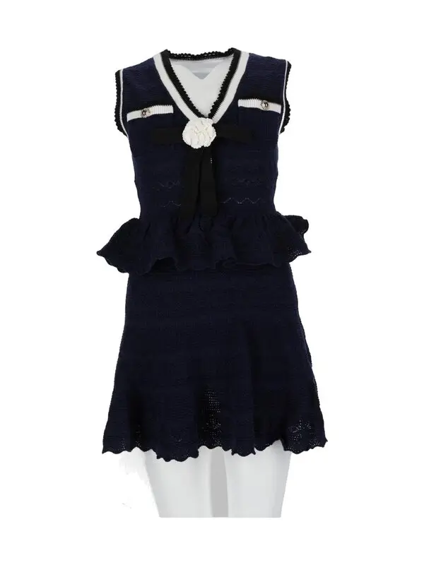 SELF-PORTRAIT Knit Top And Skirt Set - Blue