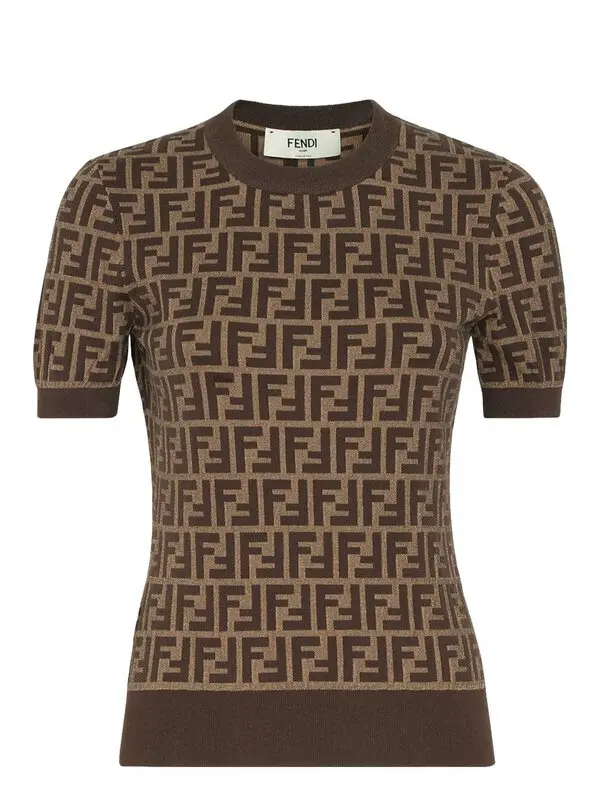 Fendi Ff Cotton Jersey Knit Top - Brown