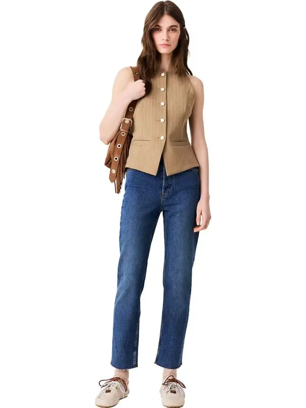 Maje Long Tailored Waistcoat - Beige