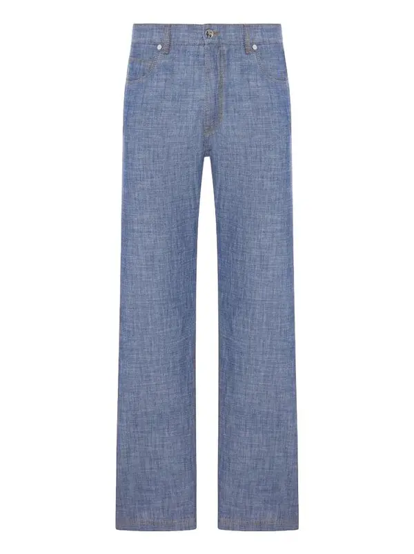 Fendi Blue Chambray Denim Trousers - Multicolor
