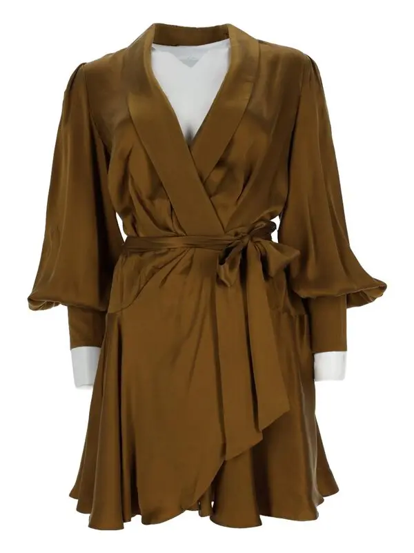 Zimmermann Silk Wrap Dress - Brown