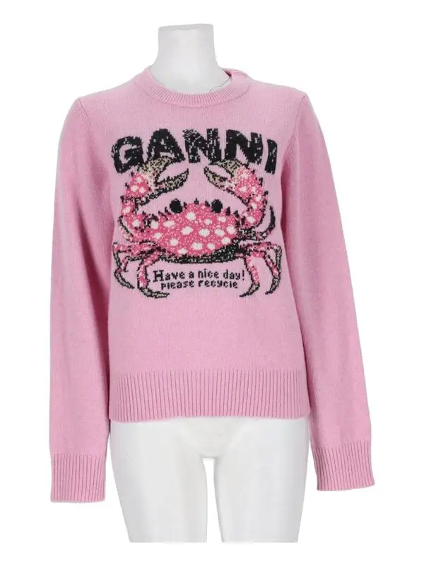 GANNI Graphic Knit Pullover - Pink