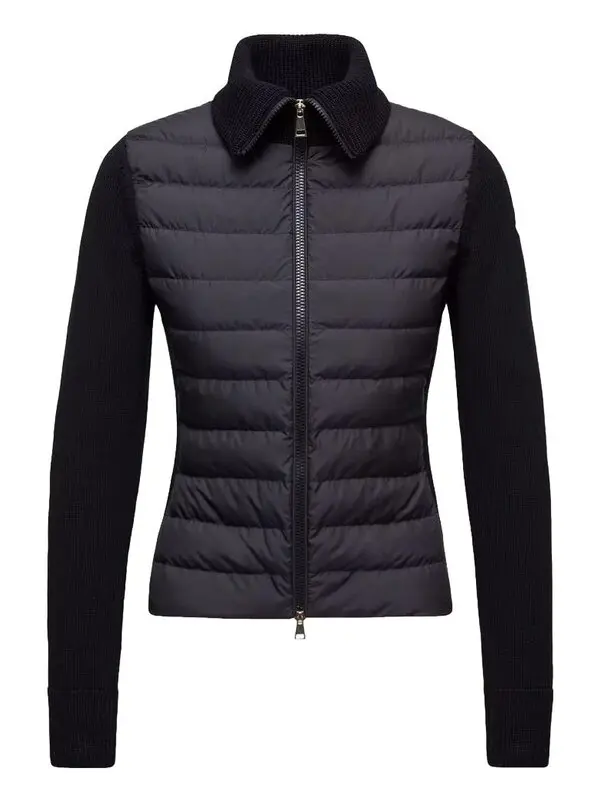 Moncler Padded Wool Zip-up Cardigan - Black