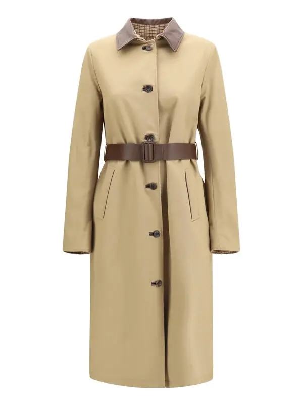 Jacob Cohen Reversible Cotton Gabardine And Cashmere Pied-de-poule Trench Coat - Brown