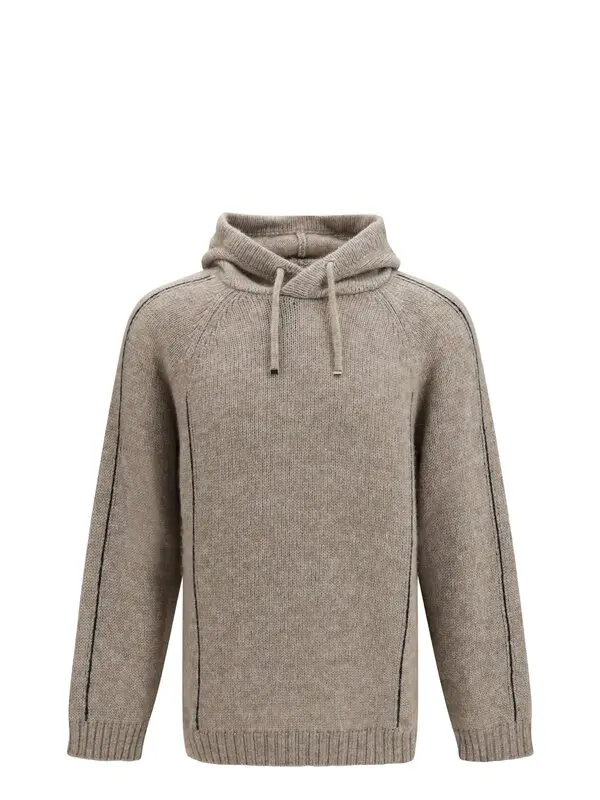 Giorgio Armani Alpaca-knit Hooded Sweatshirt - Beige