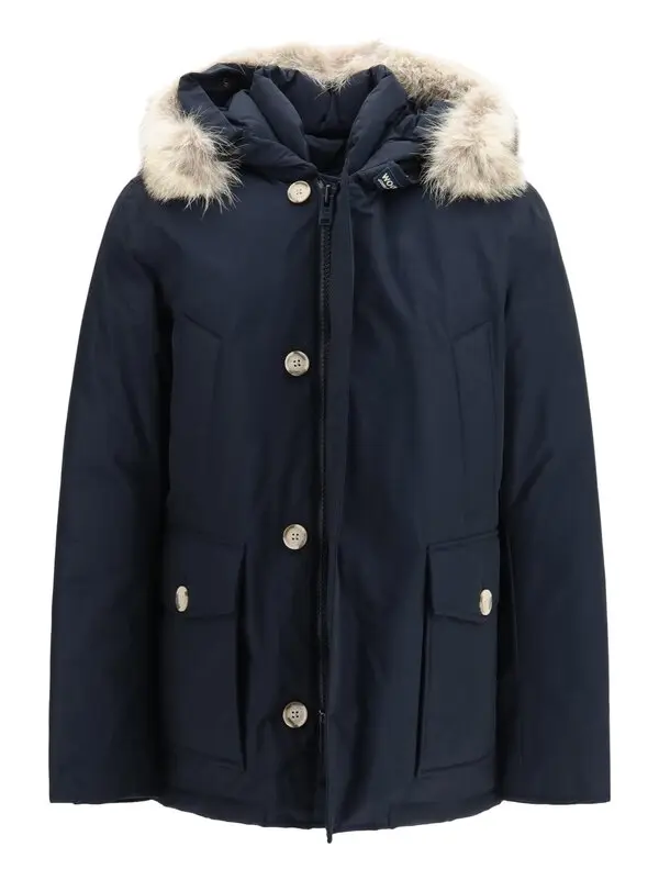 Woolrich Arctic Ramar Coth Parka With Removabe Fur Mae - Blue
