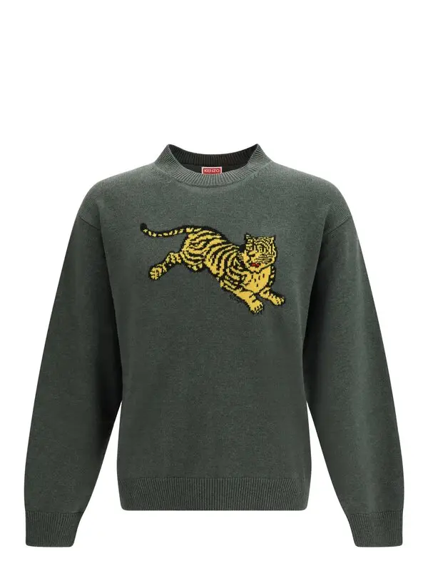 Kenzo Jumping Tiger Cotton Sweatshirt - Green