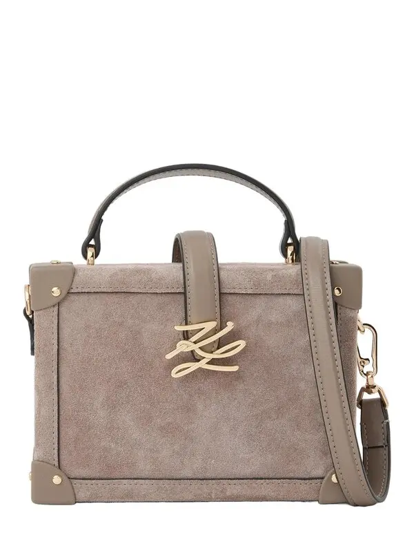 Karl Lagerfeld Suede Trunk Bag - Ash Grey