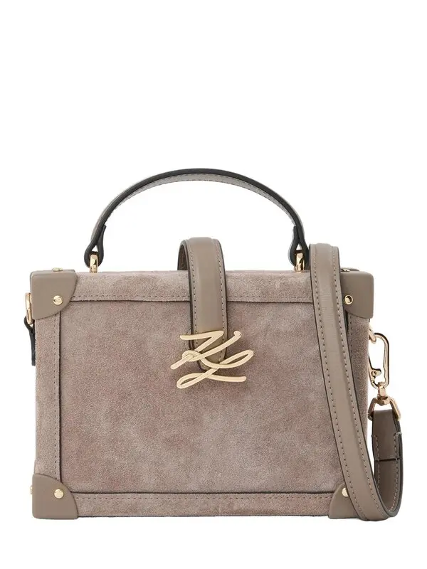 Karl Lagerfeld Suede Trunk Bag - Ash Grey