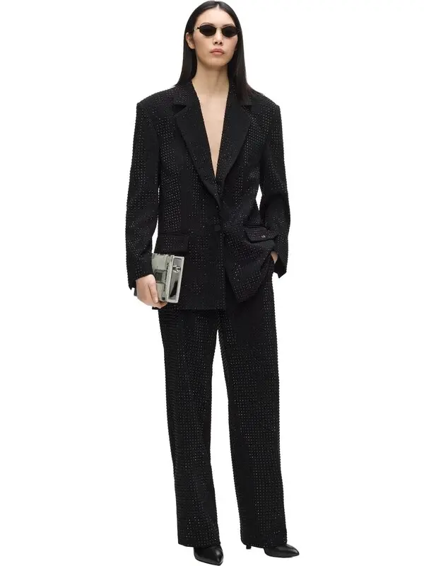 Karl Lagerfeld Tailored Rhinestone Pants - Black