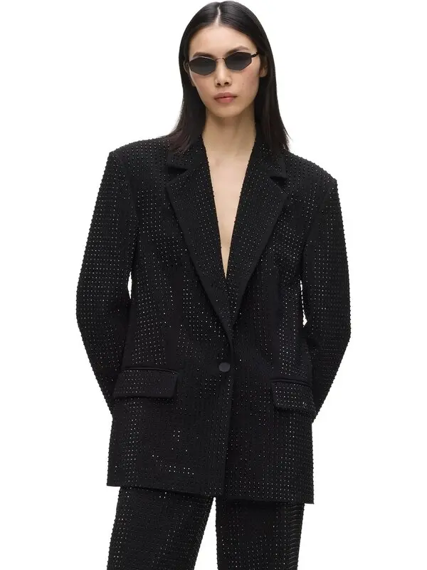 Karl Lagerfeld Rhinestone Tailored Blazer - Black