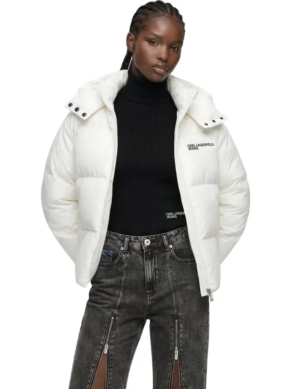 KL JEANS Logo Puffer Jacket - Egret